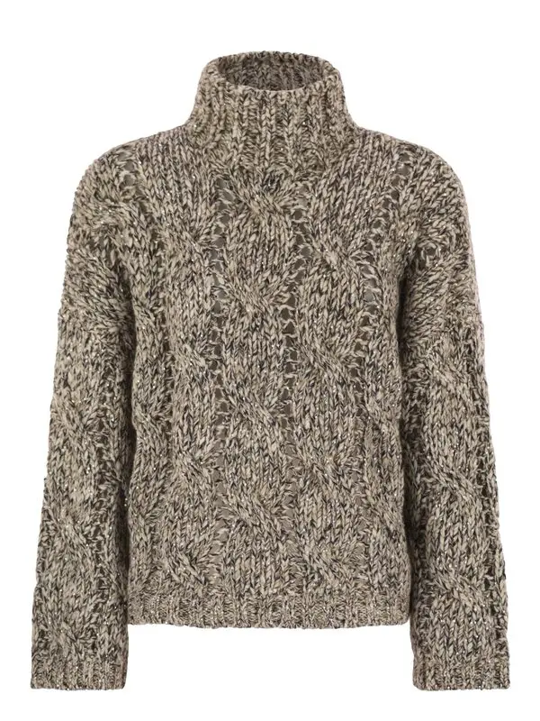 Brunello Cucinelli High Neck Knitted Sweater - Gray