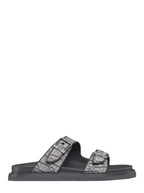 Dior Aqua Sandals With Oblique Print And Buckle Detail - Dark Gray
