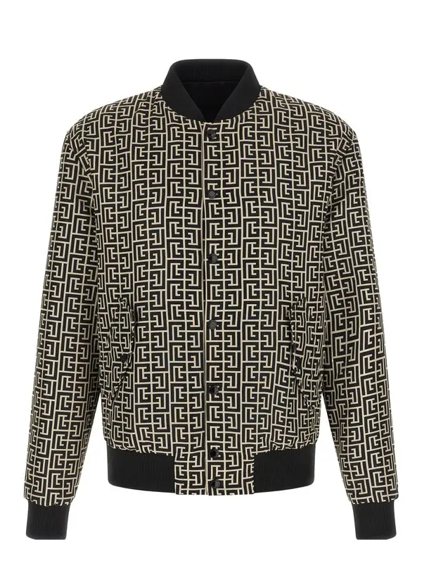 Balmain Monogram Reversible Bomber Jacket - Black