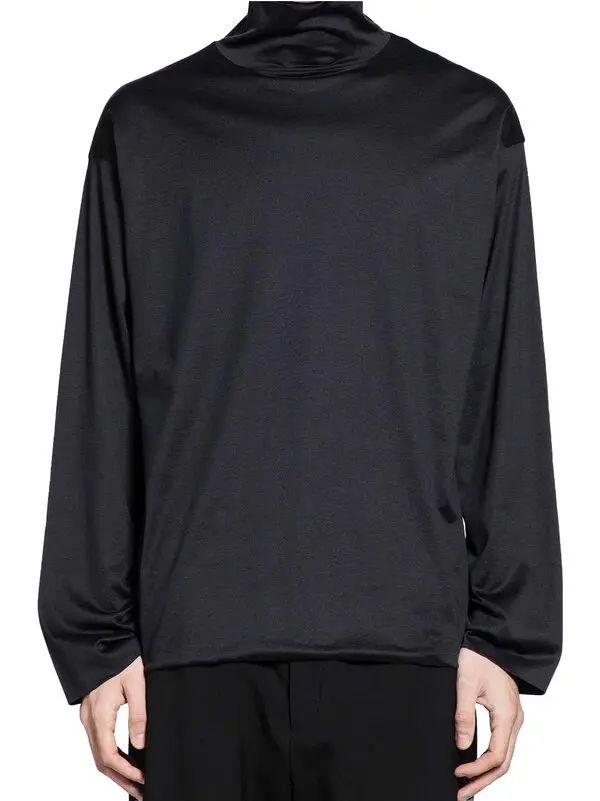 THE ROW Karel High Neck Long Sleeve Top - Black