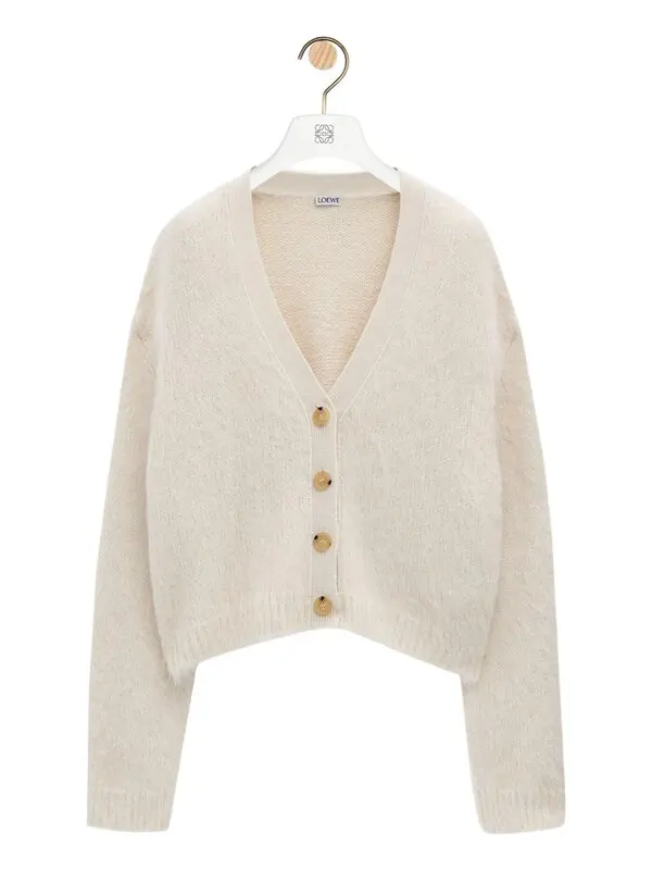 Loewe V-neck Alpaca And Wool Blend Cardigan - White