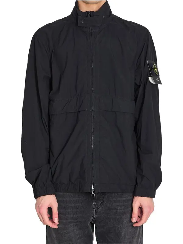 Stone Island Frosted Nylon Stand Collar Jacket - Black