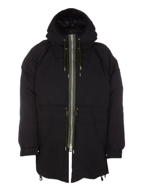 Sacai Hooded Drawstring Parka - Black