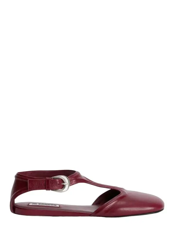 JIL SANDER Mary Jane T-bar Flats - Cedar Red