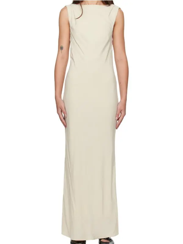 ST. AGNI Draped Cowl Midi Dress - Nude