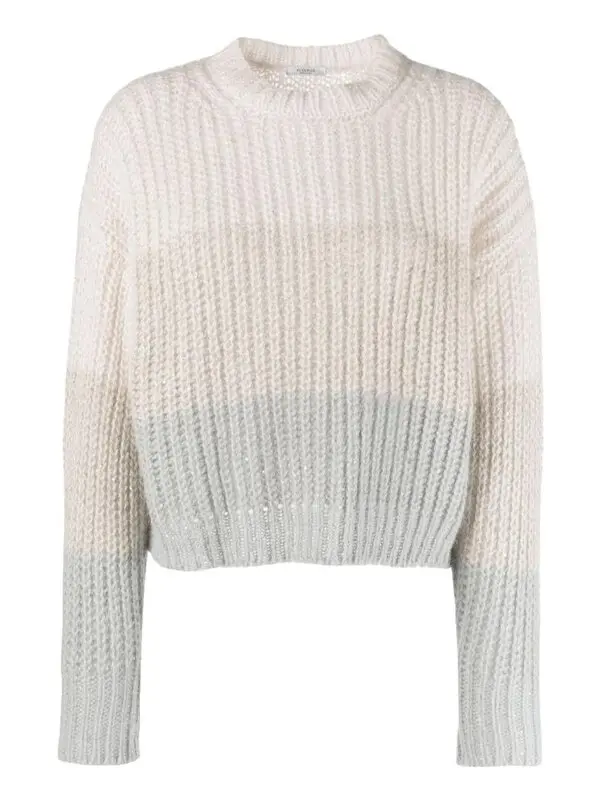 Peserico Colourblock Crewneck Jumper - White