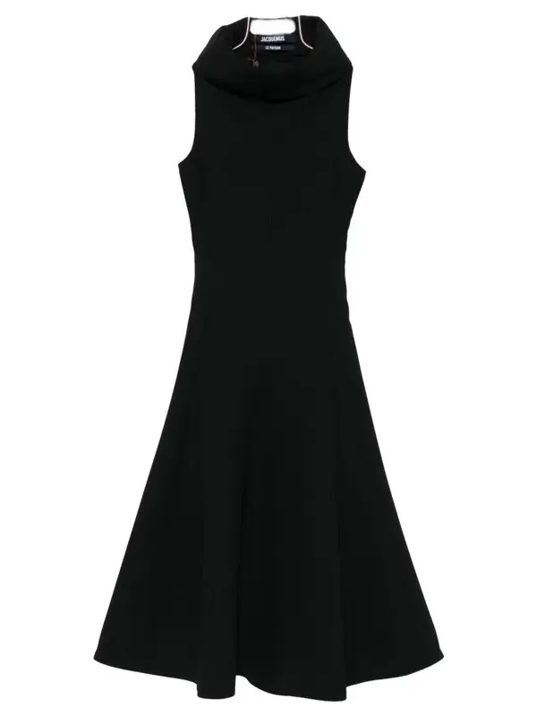 Jacquemus Cowl Neck Sleeveless Midi Dress - Black