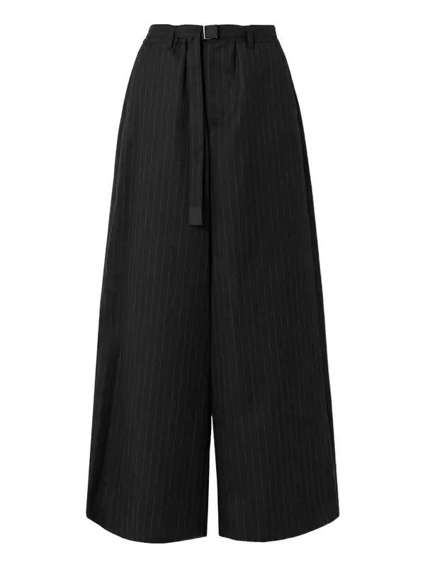 Sacai Pinstriped Wide-leg Palazzo Pants - Black