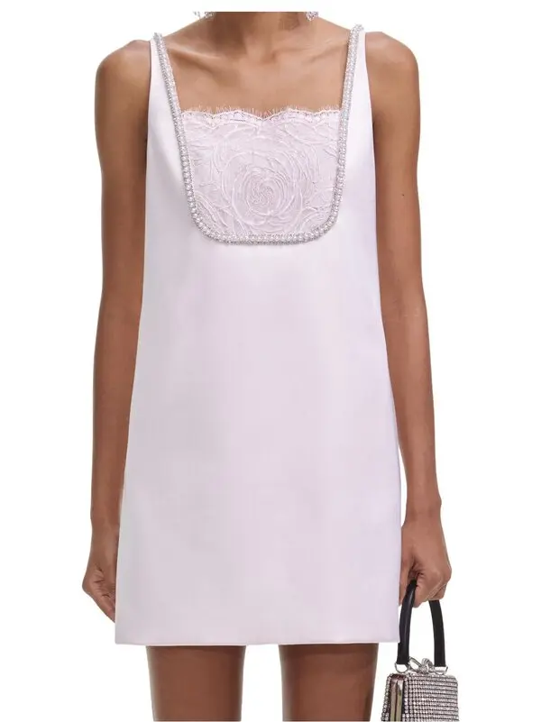SELF-PORTRAIT Sleeveless Pearl Trim Mini Dress - Multicolor