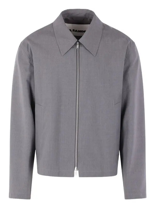 JIL SANDER Poplin Zip-up Jacket - Gray