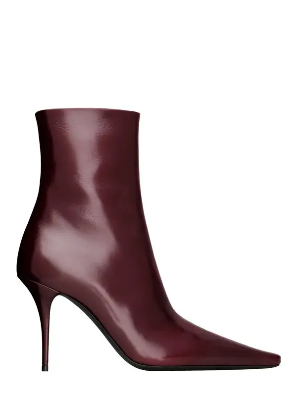Saint Laurent Ashley Pointed Toe Ankle Boots - Vintage Wine Red