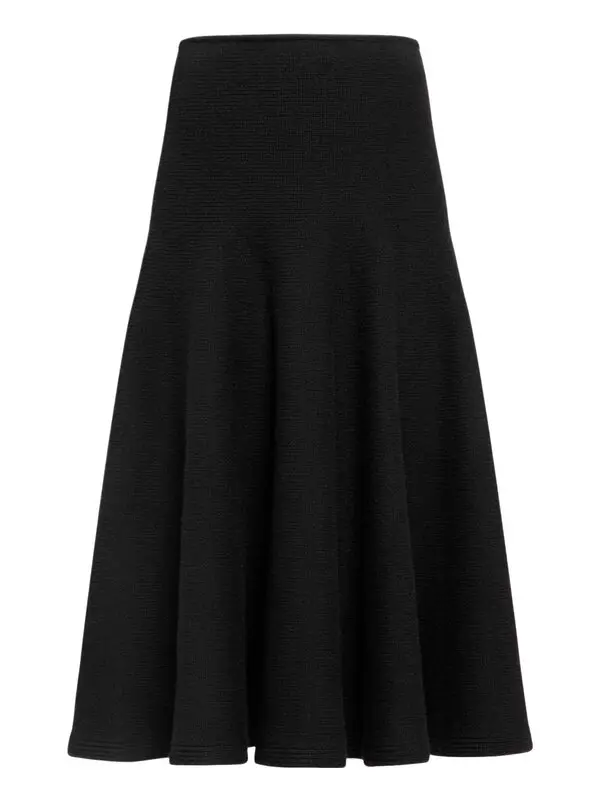 Alaïa Knit Flare Midi Skirt - Black