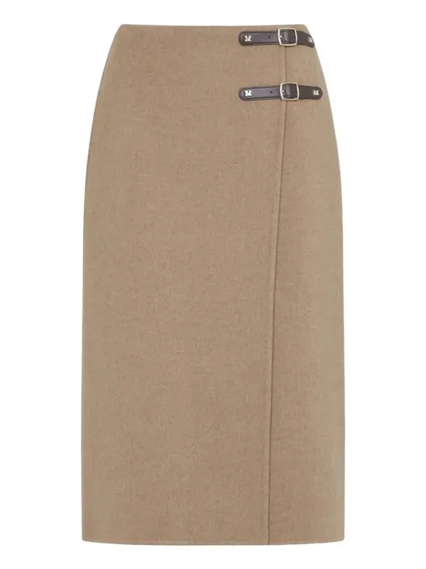 Max Mara Curzio Buckled Detailed Skirt - Nude