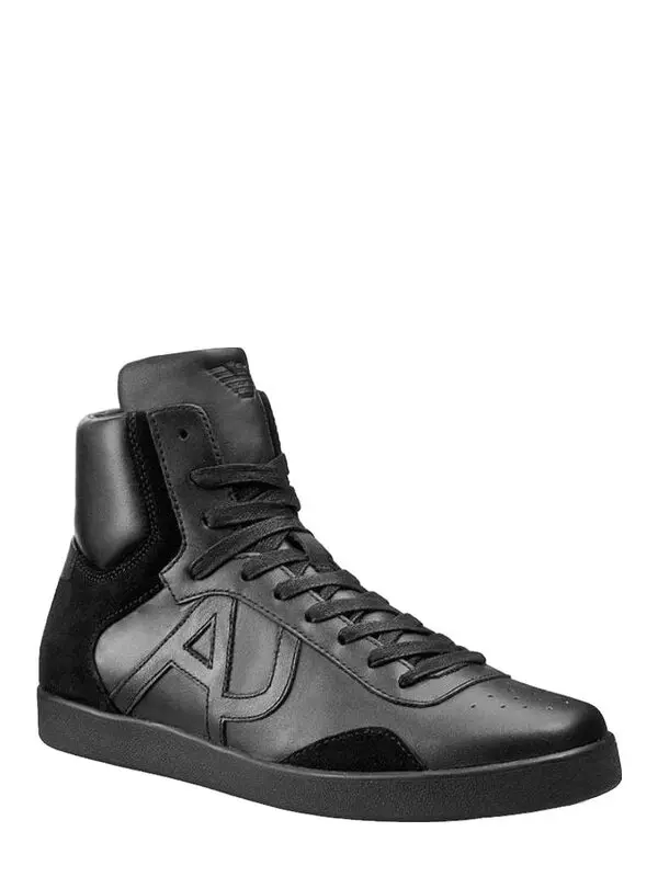 Emporio Armani High Top Sneakers With Logo Detailing - Black
