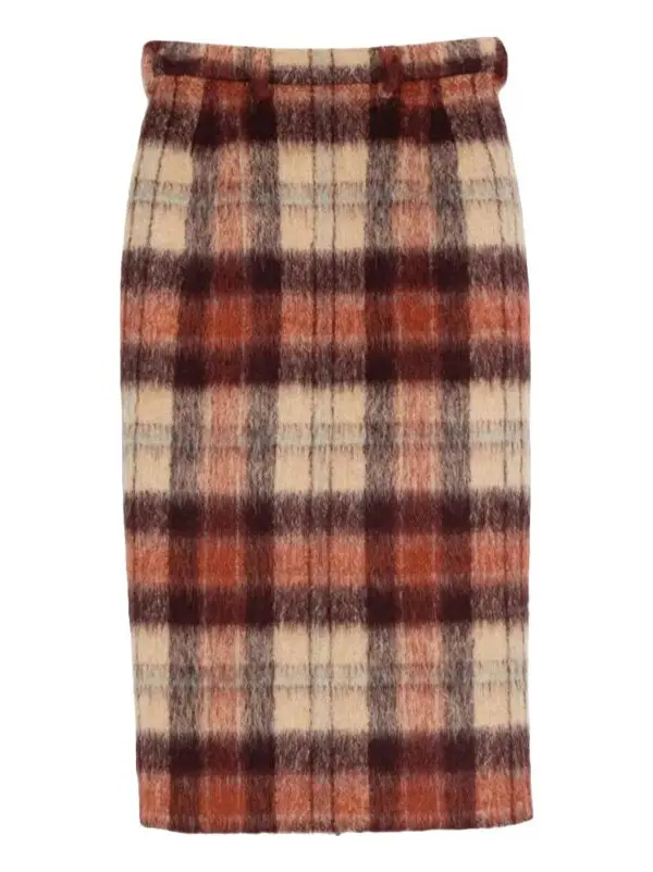 N.21 Checked Midi Skirt - Brown