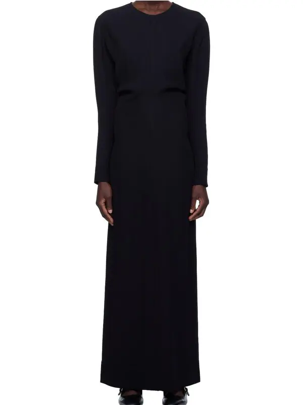 TOTEME Round Neck Slouch-waist Maxi Dress - Black