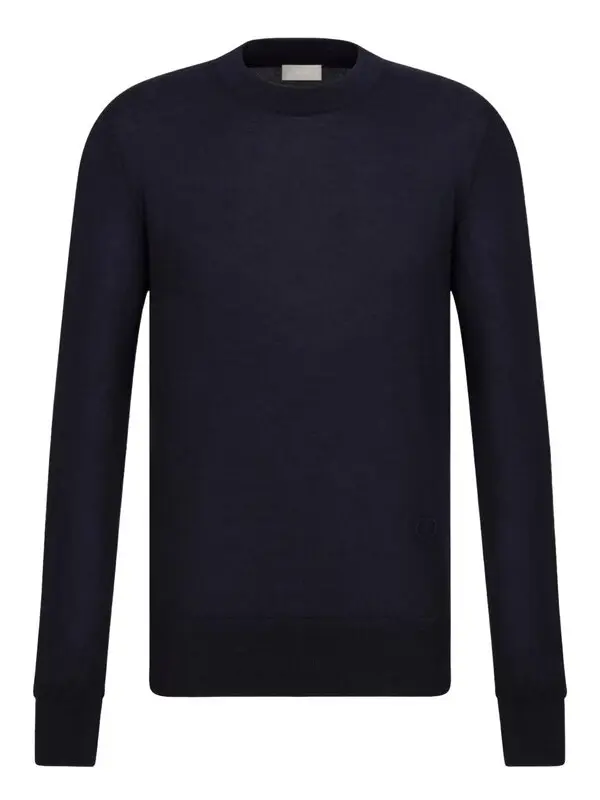 Dior Cd Icon Embroidered Round Neck Sweater - Navy Blue