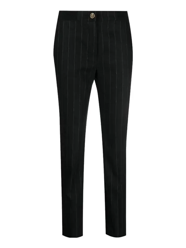 Versace Pinstriped Mid-waisted Trousers - Black