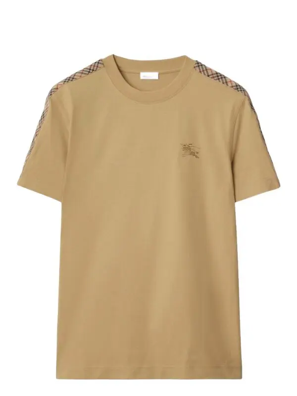 Burberry Check Trim Crewneck T-shirt - Flax