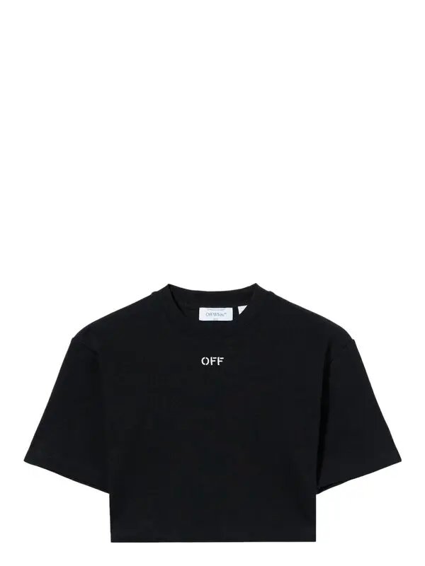 Off-White Cropped Logo T-shirt - Black And White