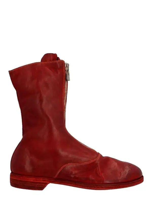 Guidi Zipped Ankle Boots - Red