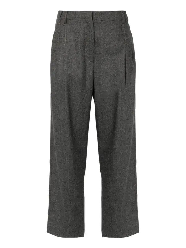 Brunello Cucinelli Pleated Straight Leg Pants - Dark Gray