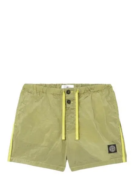 Stone Island Logo Patch Drawstring Shorts - Lemon Yellow