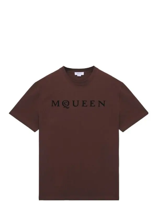 Alexander McQueen Flocked Logo T-shirt - Deep Red