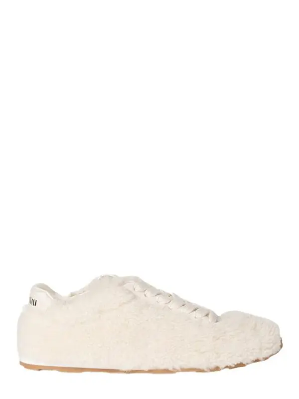 Miu Miu Plume Shearling Lace-up Sneakers - White