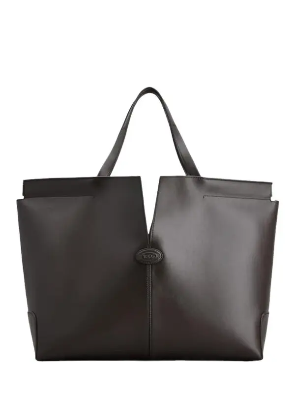 TOD'S Medium Tote Bag With Logo Detail - Brown