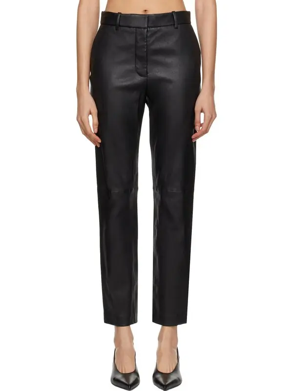 JOSEPH Leather Patchwork Trousers - Black