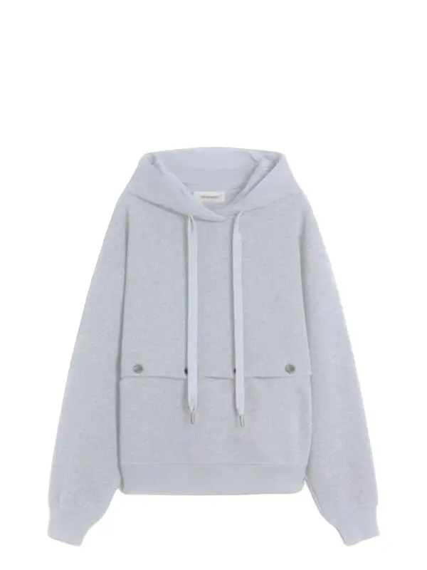 Sportmax Hooded Sweatshirt With Branded Metal Snaps - Medium Gray