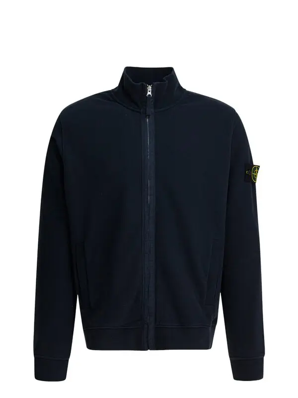 Stone Island Logo Patch Zip-up Sweatshirt - Blue