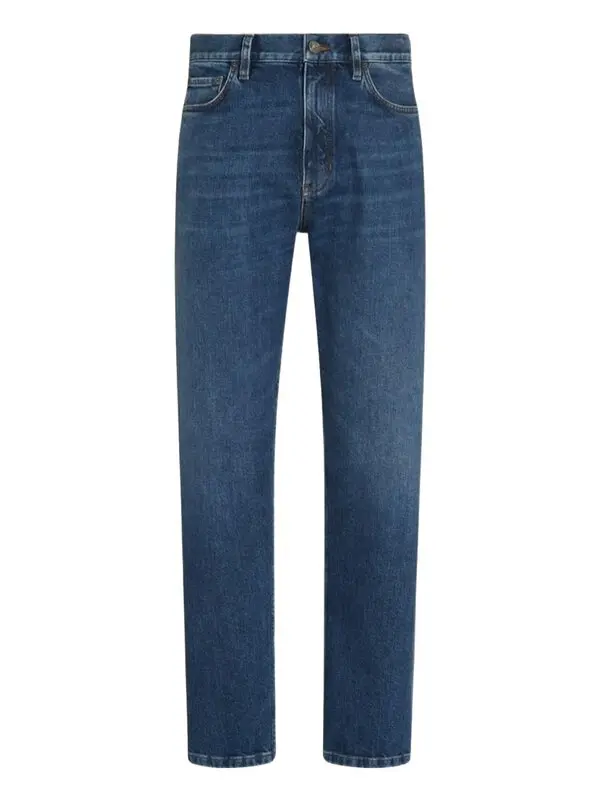 Zegna Logo Patch Straight-leg Jeans - Blue