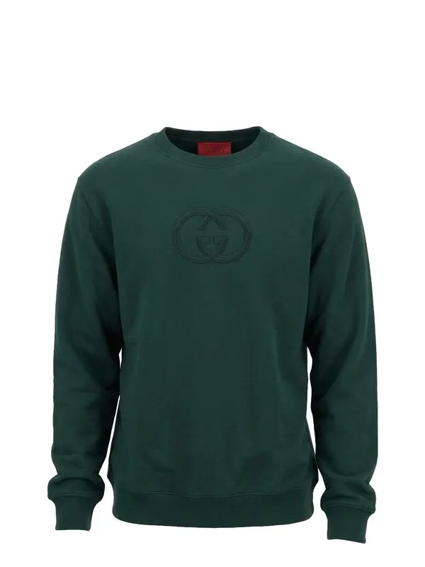 Gucci Embossed Interlocking G Logo Crewneck Sweatshirt - Dark Green
