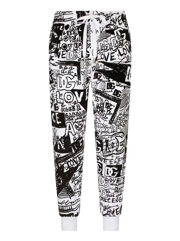 Dolce & Gabbana Graphic-print Track Pants - Black