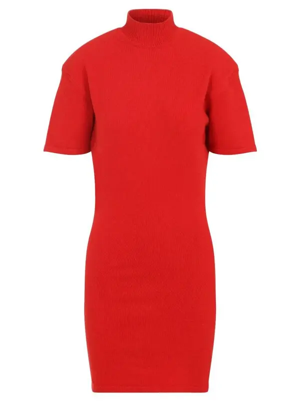Jacquemus High Neck Knitted Mini Dress - Red