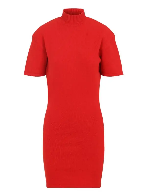 Jacquemus High Neck Knitted Mini Dress - Red