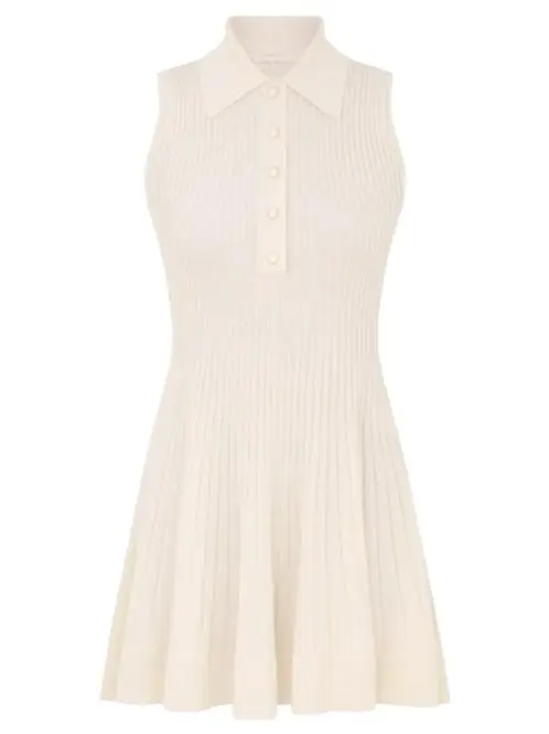 Zimmermann Ribbed Polo Mini Dress - White