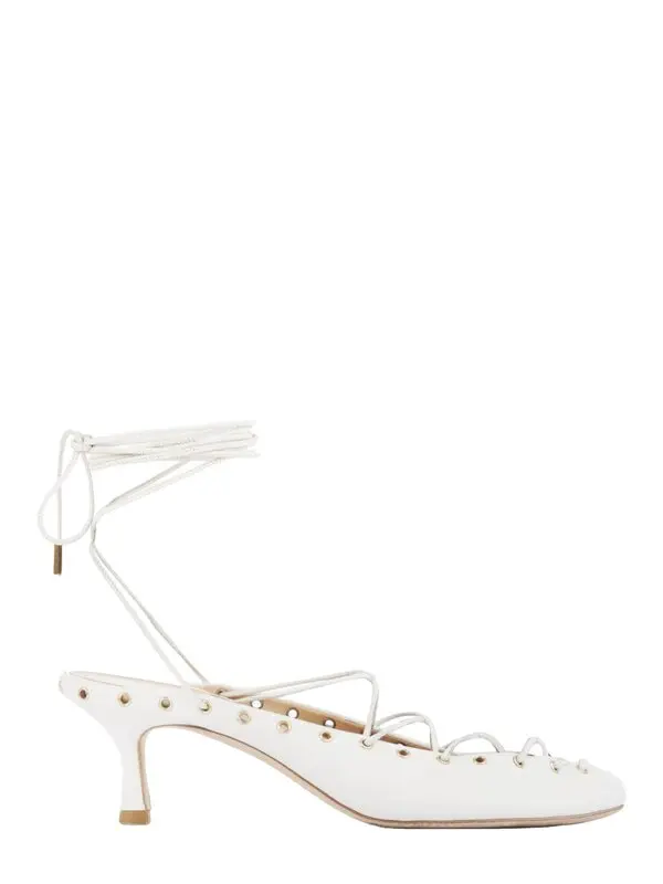 Chloé Ghillies Lace-up Kitten Heel Pumps - White