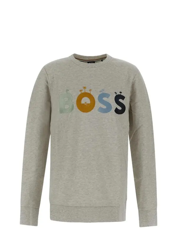 Hugo Boss Embroidered Logo Pullover Sweatshirt - Gray