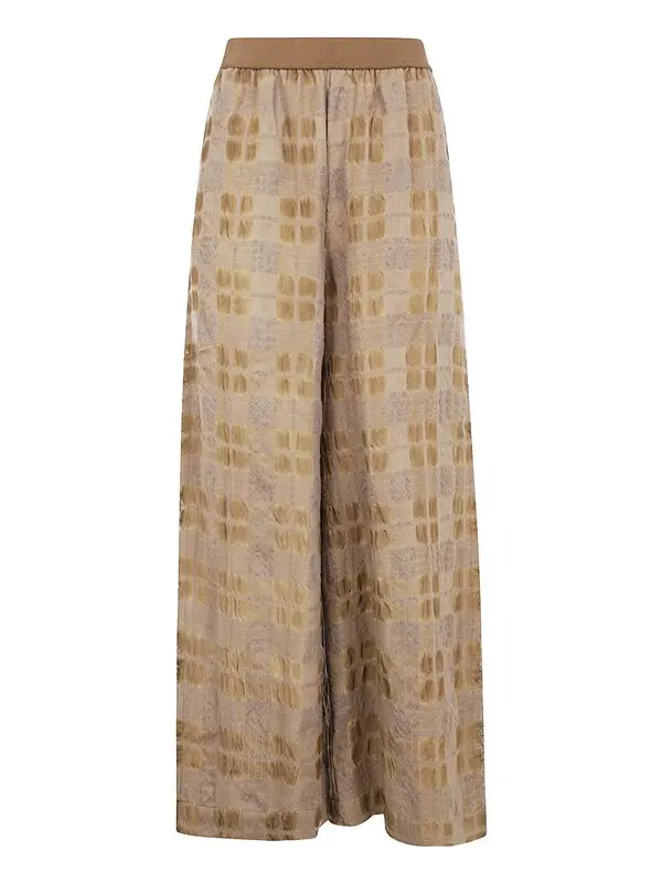 UMA WANG Elasticated Waistband Checked Trousers - Nude