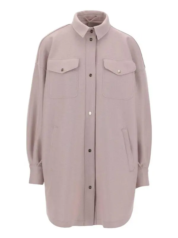 Herno Felted-finish Buttoned Long Shirt - Nude