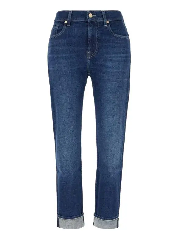 7 For All Mankind Straight-leg Jeans With Folded Legs - Navy