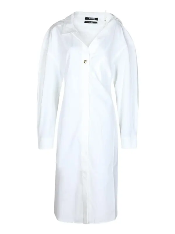 Jacquemus Asymmetric Shirt Dress - White