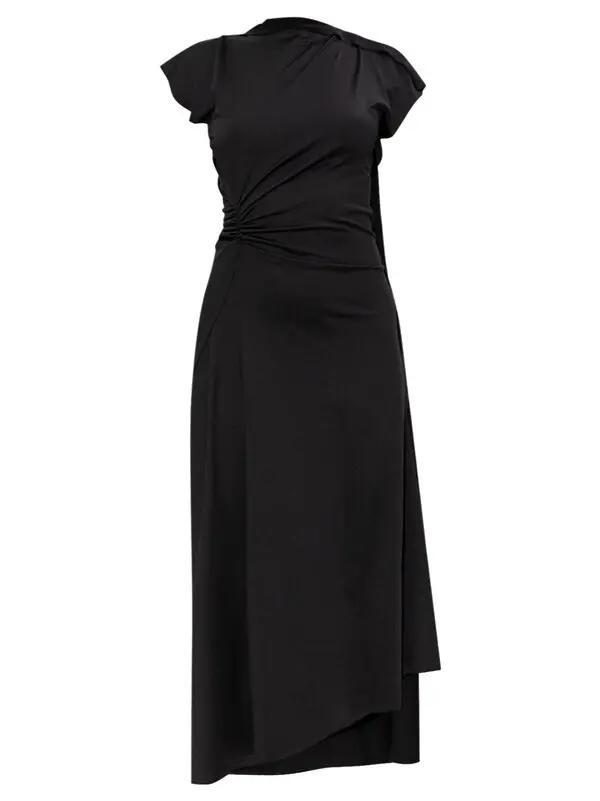 Victoria Beckham Asymmetric Pleated Dress - Black
