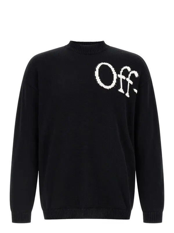 Off-White Logo Detailed Knitted Sweater - White/black