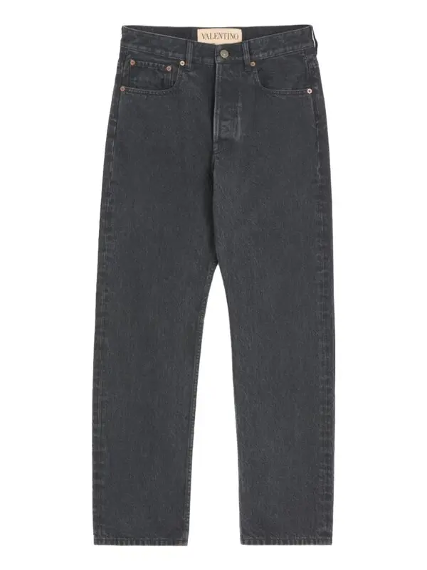 Valentino Garavani Logo Patch Regular Fit Jeans - Black