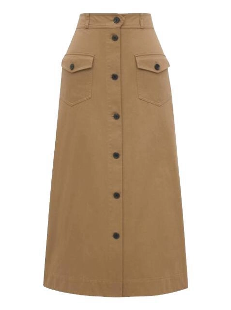 Saint Laurent Button Detailed A-line Skirt - Beige