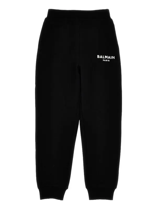 Balmain Logo Print Cotton Track Pants - Black